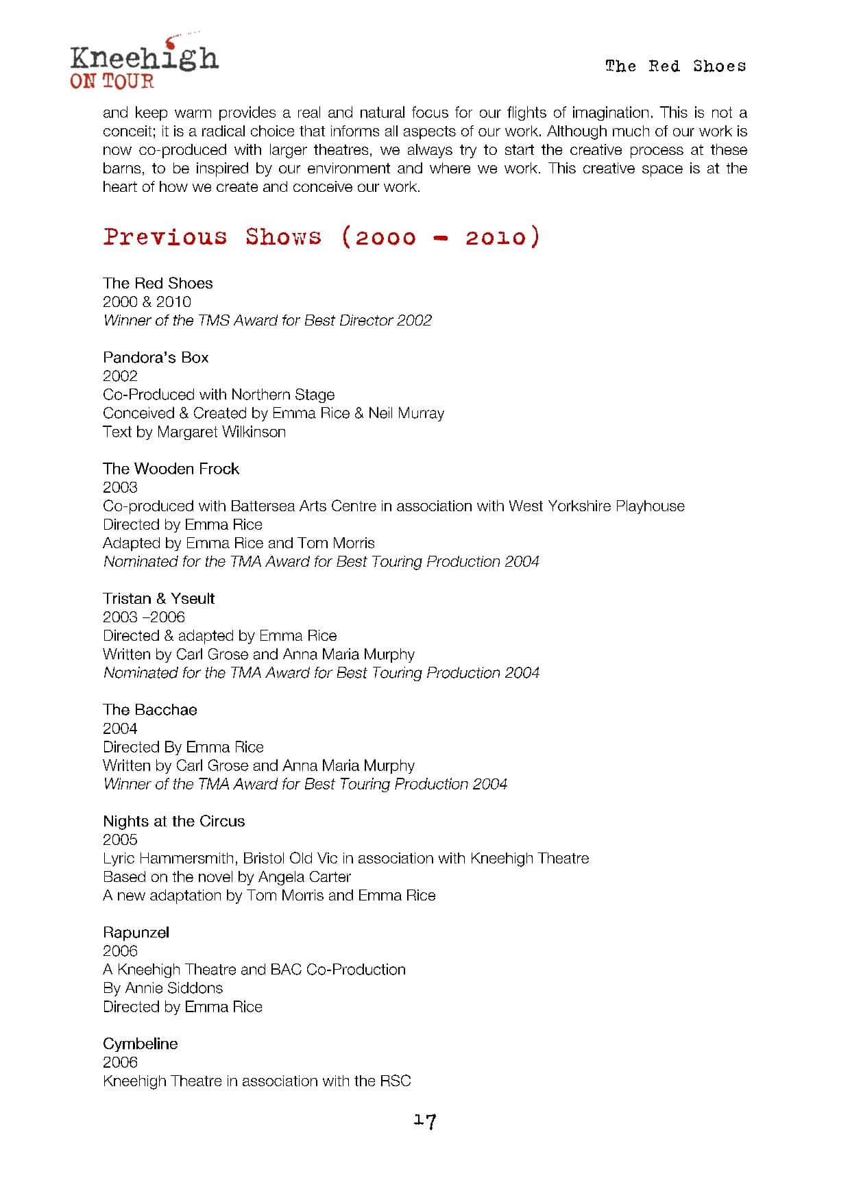 The Red Shoes - Memory Notes for Students - This Is Kneehigh